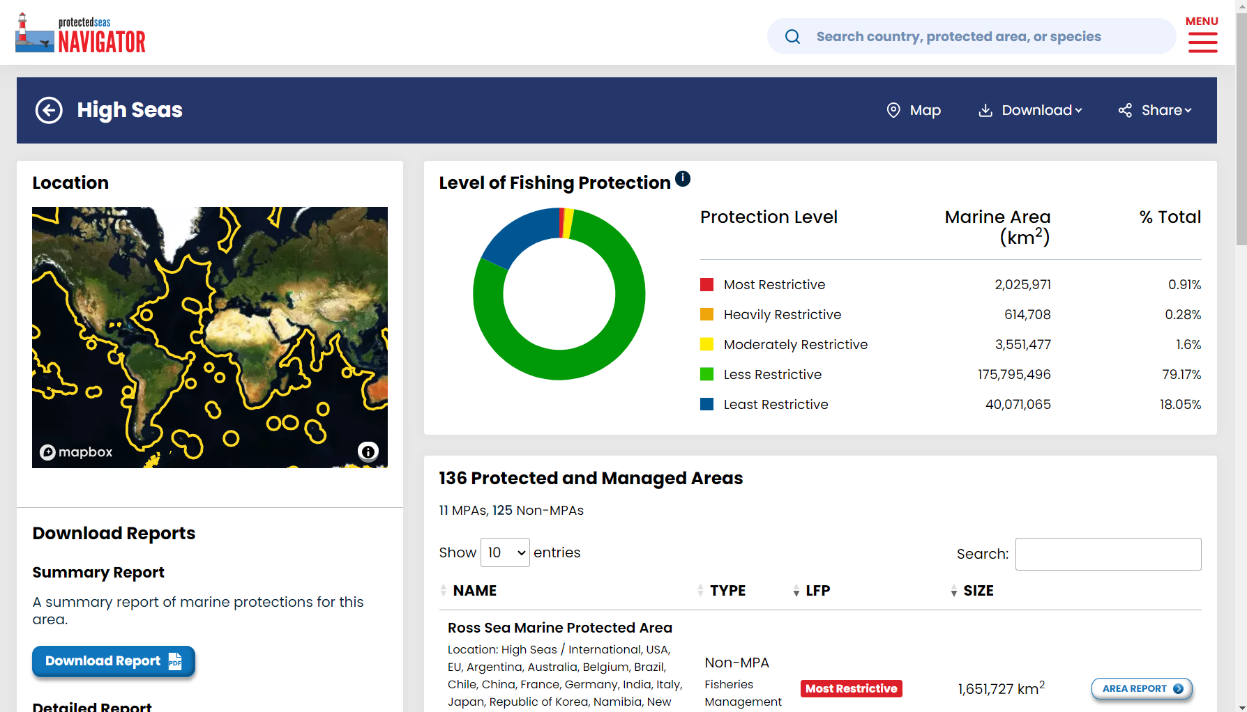 Map Layers - ProtectedSeas Navigator